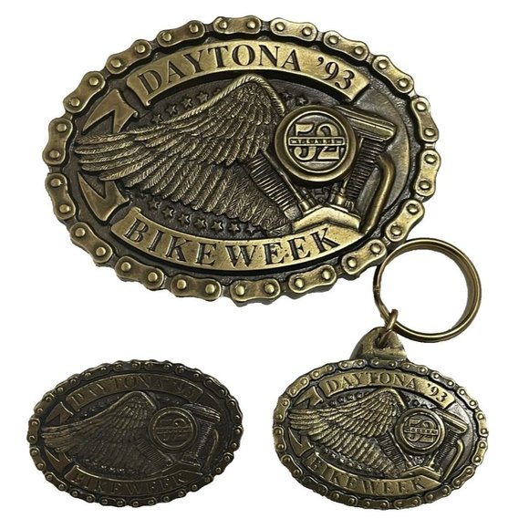 Buckle Tree | Other | Daytona Bike Week 9s 993 Belt Buckle Key Ring Pin ...